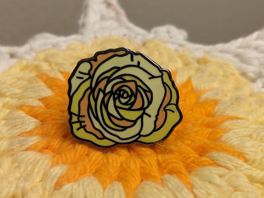 Yellow Rose Enamel Pin - Etsy