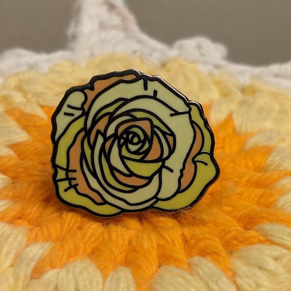 Yellow Rose Pin - Etsy