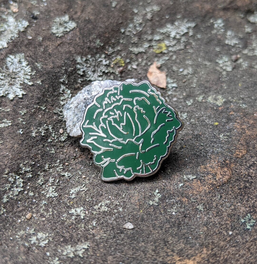 Dark Green Carnation Enamel Pin - Etsy