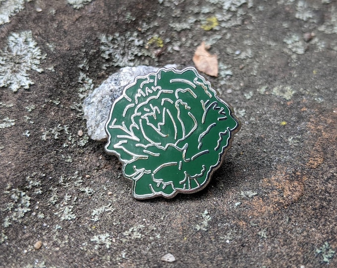 Dark Green Carnation Enamel Pin - Etsy