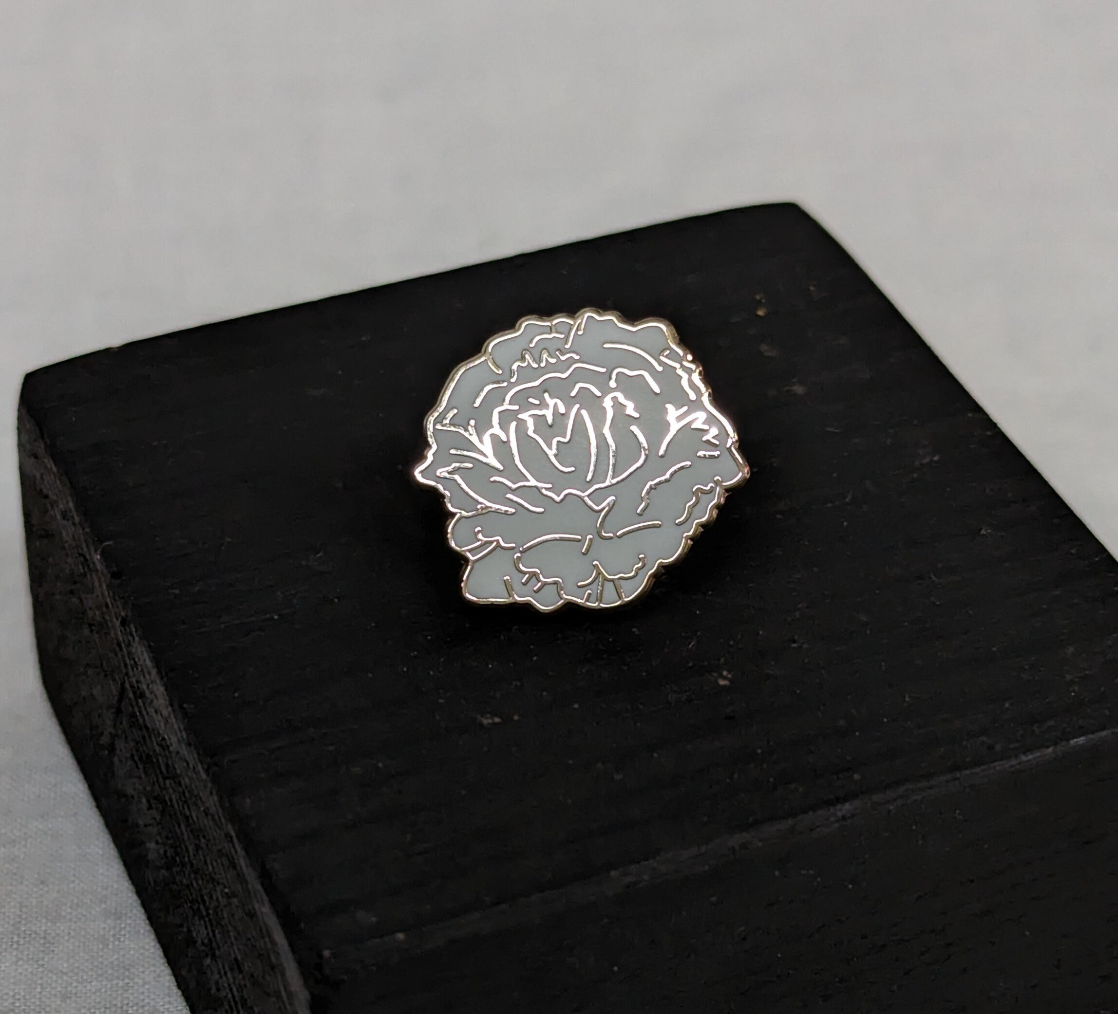 White Carnation Enamel Pin - Etsy