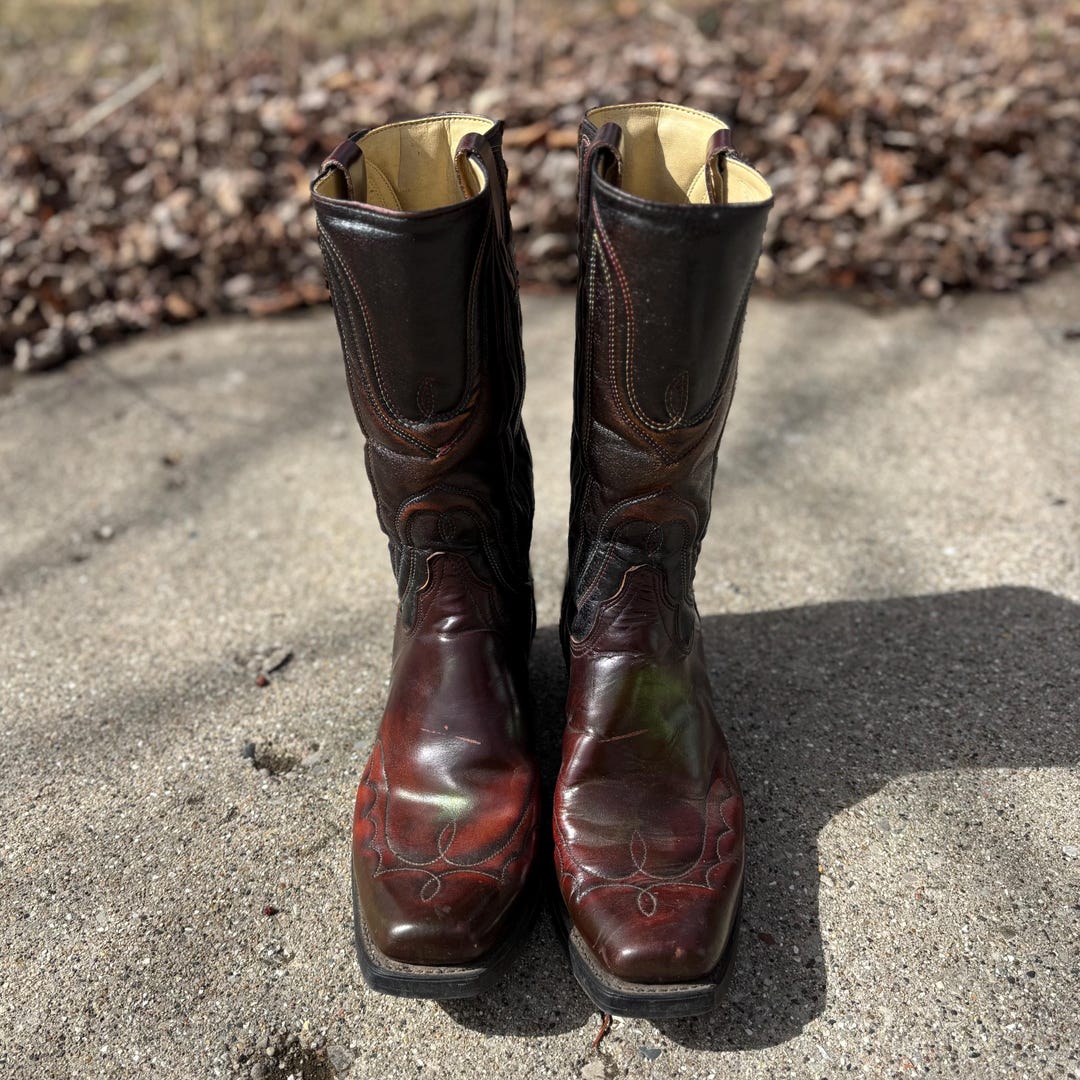 Vintage Western Men’s Wrangler Cowboy Boots With Iridescent Tint and ...