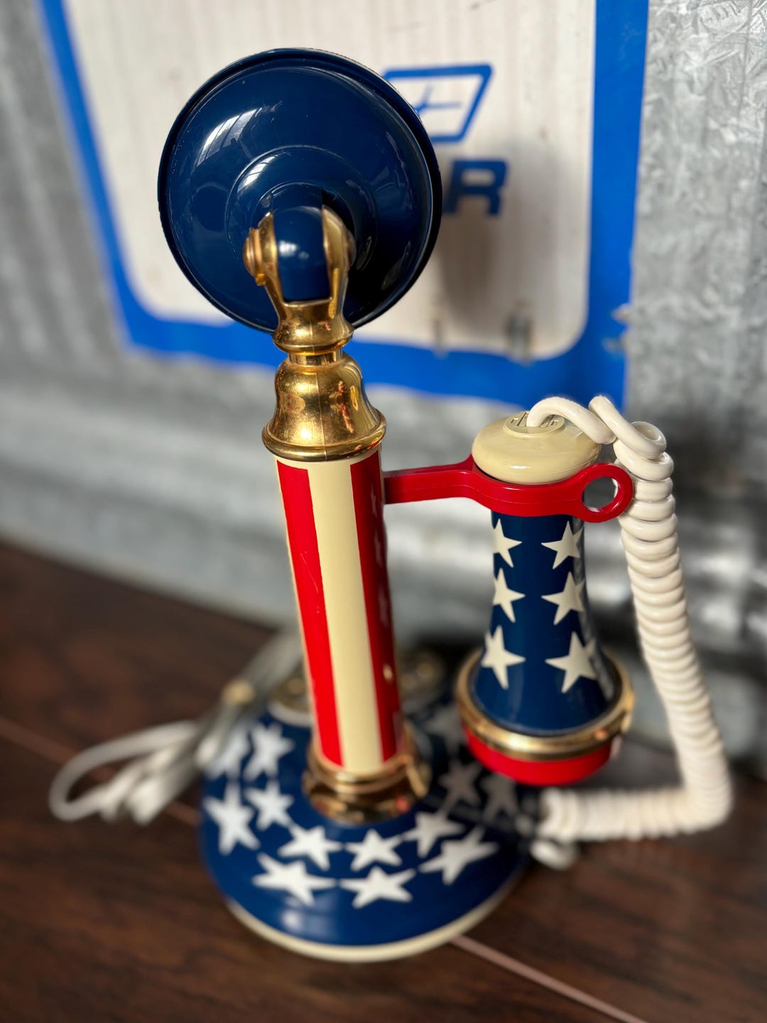 1974 Vintage Deco-tel USA Candlestick Telephone Stars & Stripes ...