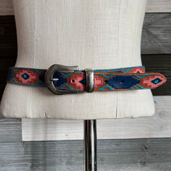 Hand Painted Leather Belt - Etsy