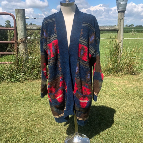 Blue Aztec Cardigan - Etsy