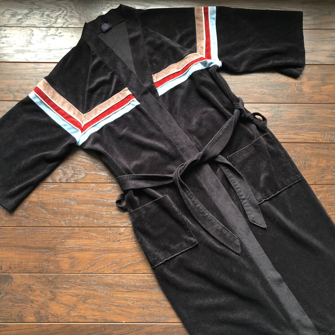 Vintage Royal Plush Robe With Tri-color Stripes - Etsy