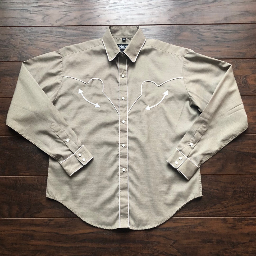 Vintage Western Women’s White Horse Snap Button Shirt With Piping and ...