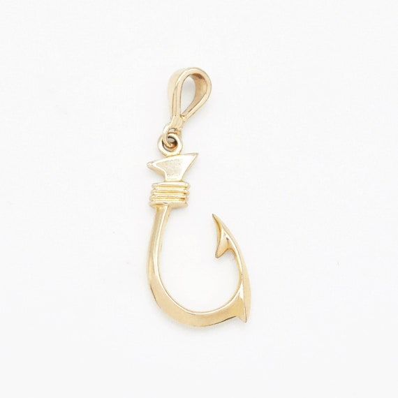 14k Yellow Gold Estate Fish Hook Pendants - Gem