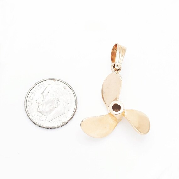 14k Yellow Gold Estate Boat Propeller Pendant - Gem