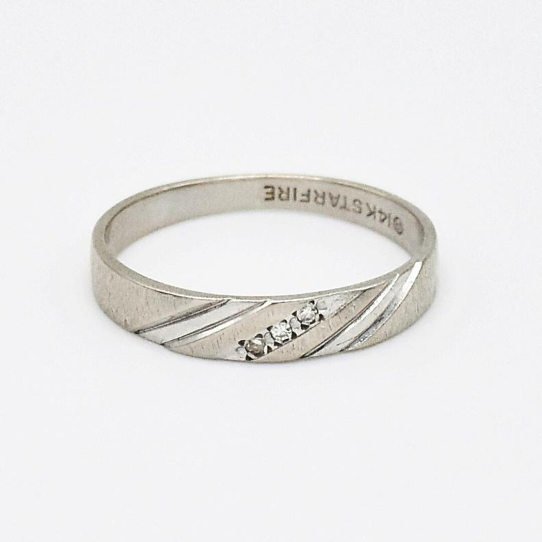 14k White Gold Vintage Starfire Diamond Wedding Band/ring Size 8.75 - Etsy