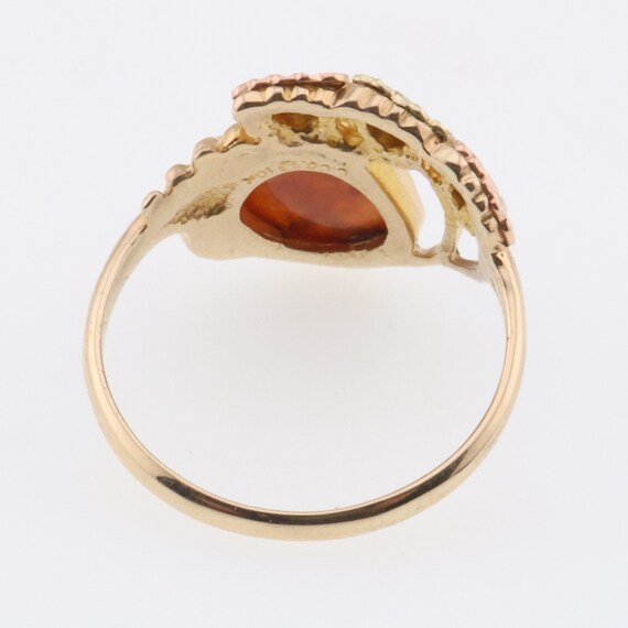 10k Tri-Colored Gold Estate Amber Leaf Design Ring Si… - Gem