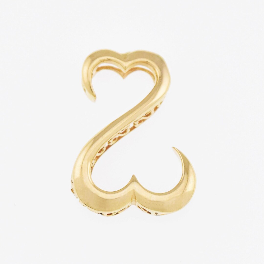 14k Yellow Gold Estate Open Heart Love Pendant - Etsy