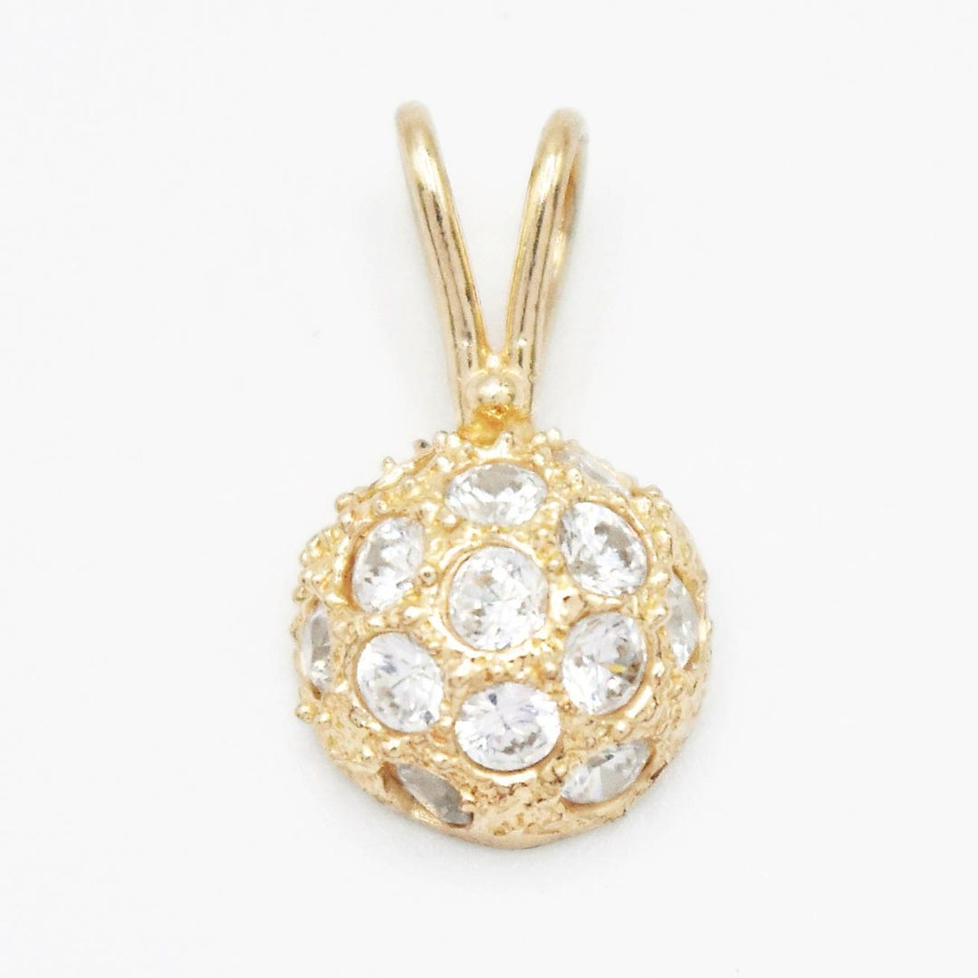 10k Yellow Gold Estate White Stone Round Pendant - Etsy