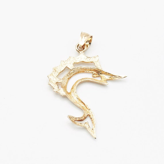 14k Yellow Gold Estate Open Work Marlin Sailfish Anim… - Gem