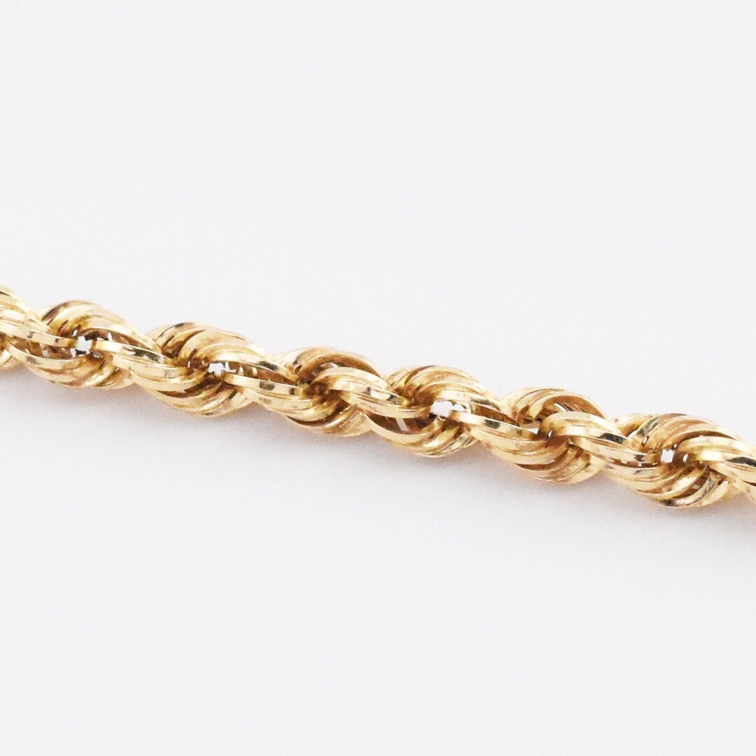 14k Yellow Gold Estate 7.75 Rope Style Link Chain Bracelet - Etsy