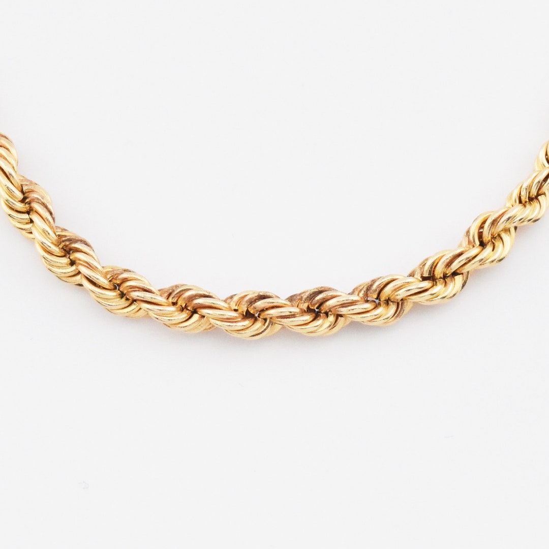 14k Yellow Gold Estate 16 Rope Style Chain/necklace - Etsy