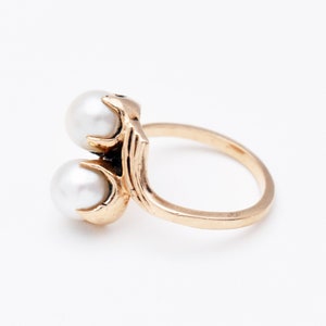 10k Yellow Gold Estate Swirl Double Pearl Ring Size 5.75 - Etsy