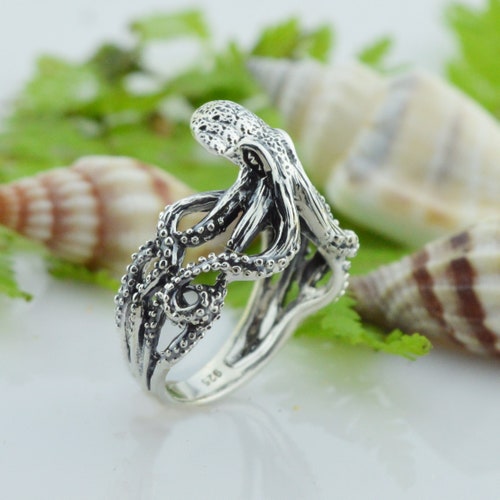 OCTOPUS RING 925 Sterling Silver Ocean Sea Animal Large - Etsy