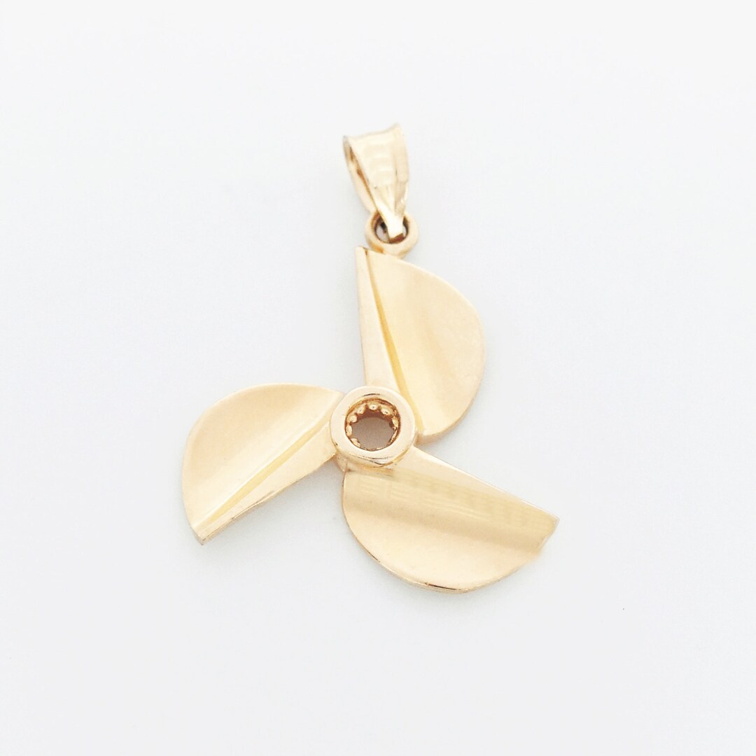 14k Yellow Gold Estate Textured Boat Propeller Pendant - Etsy