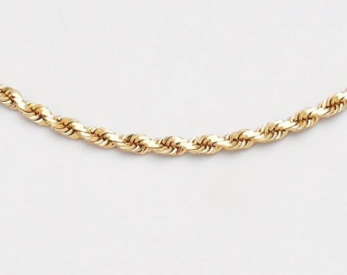 14k Yellow Gold Estate 24" Rope Style Chain/necklace - Etsy