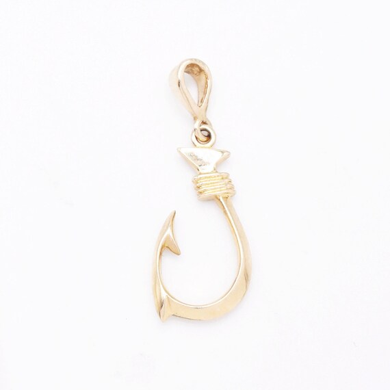 14k Yellow Gold Estate Fish Hook Pendants - Gem