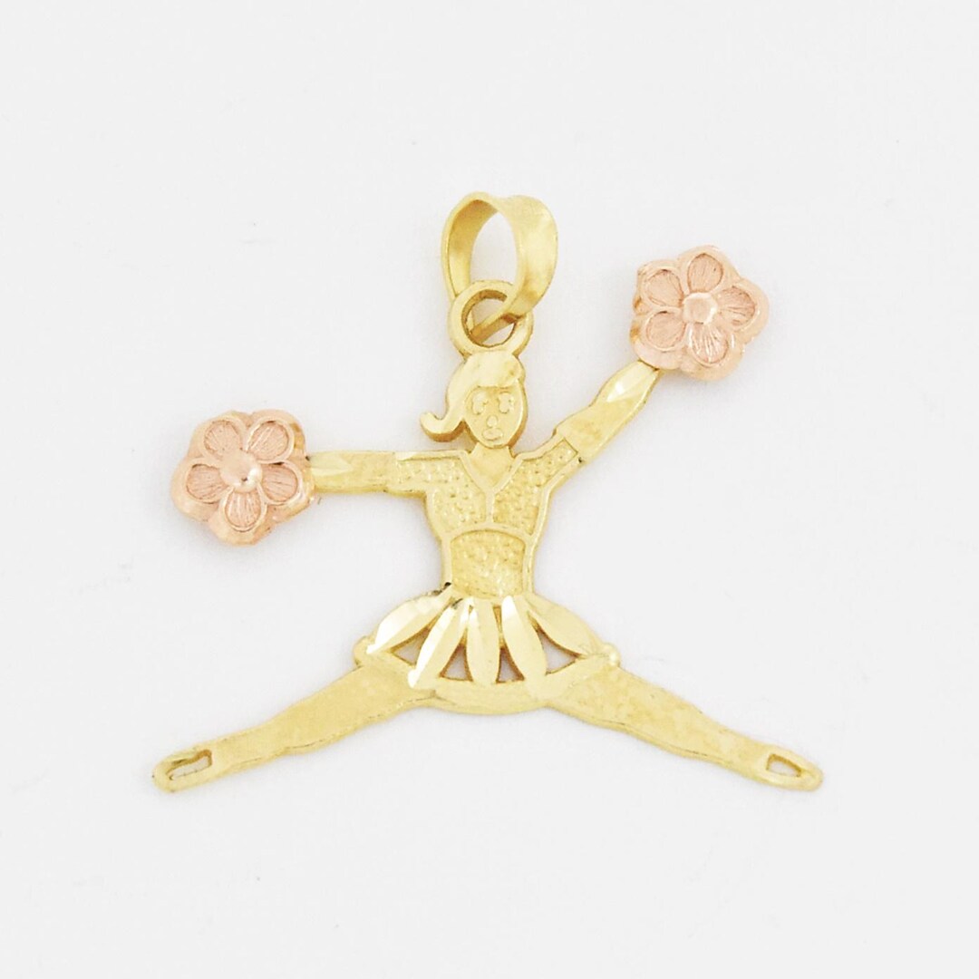 14k Yellow & Rose Gold Estate Diamond Cut Cheerleader Pendant - Etsy
