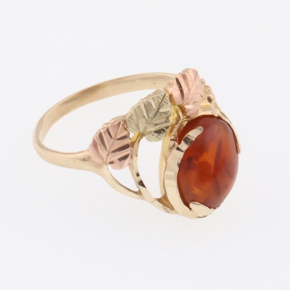 10k Tri-Colored Gold Estate Amber Leaf Design Ring Si… - Gem