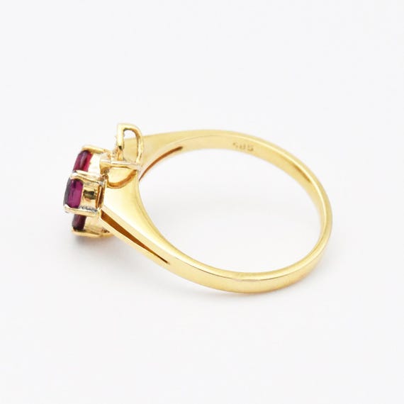 14k Yellow Gold Estate Multi Ruby & White Gemstone Ri… - Gem