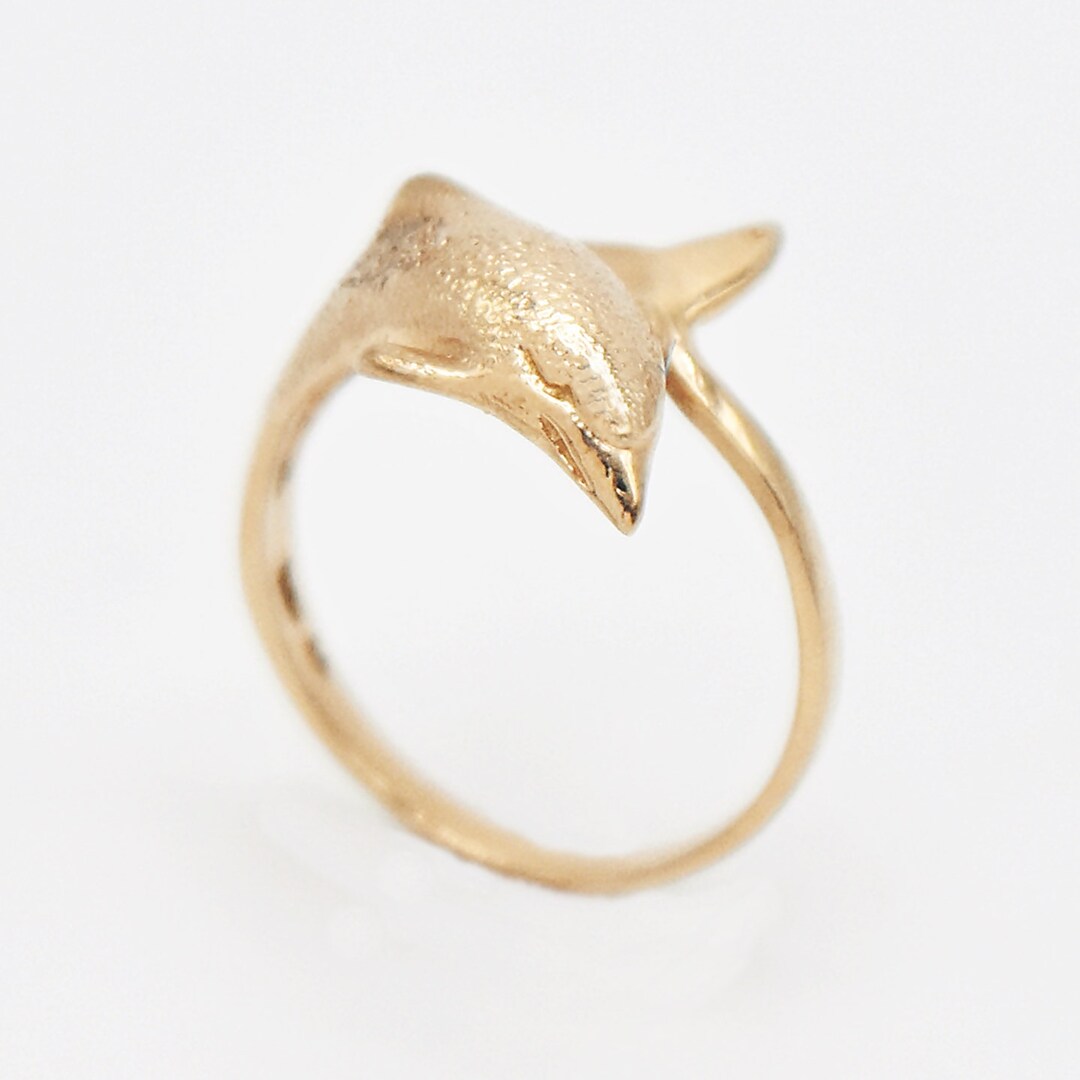 10k Yellow Gold Estate Textured Dolphin Animal Ring Size 7 - Etsy