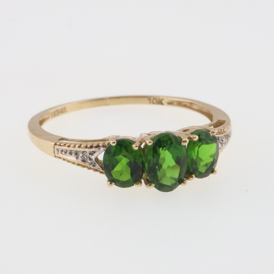 10k Yellow Gold Estate Green Iolite & Diamond Gemstone Ring - Etsy