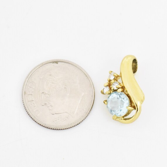 14k Yellow Gold Estate Blue Topaz & White Gemstone Sw… - Gem 14k Yellow Gold Estate Blue Topaz & White Gemstone Sw… - Gem