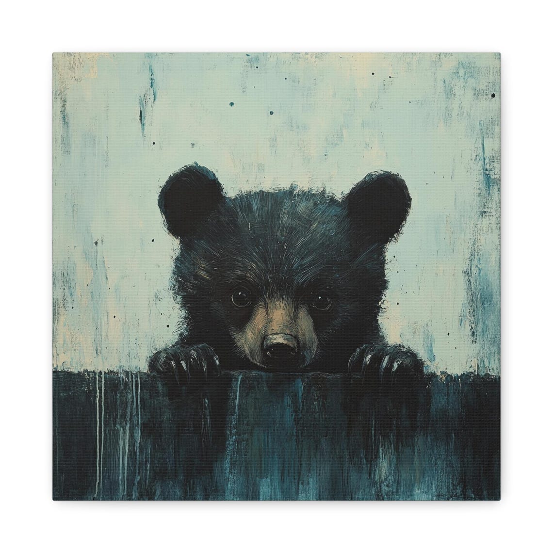 Baby Bear Peeking Oil Painting Print Art 4 Sizes Available Color Canvas ...
