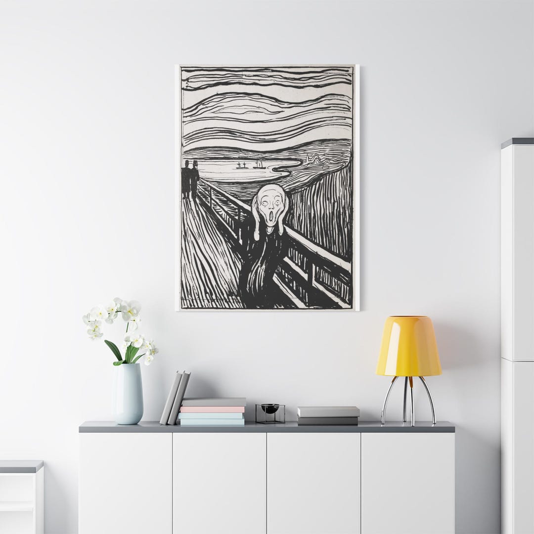 Edvard Munch the Scream Ink Drawing Version 1893 Famous Painting Canvas ...