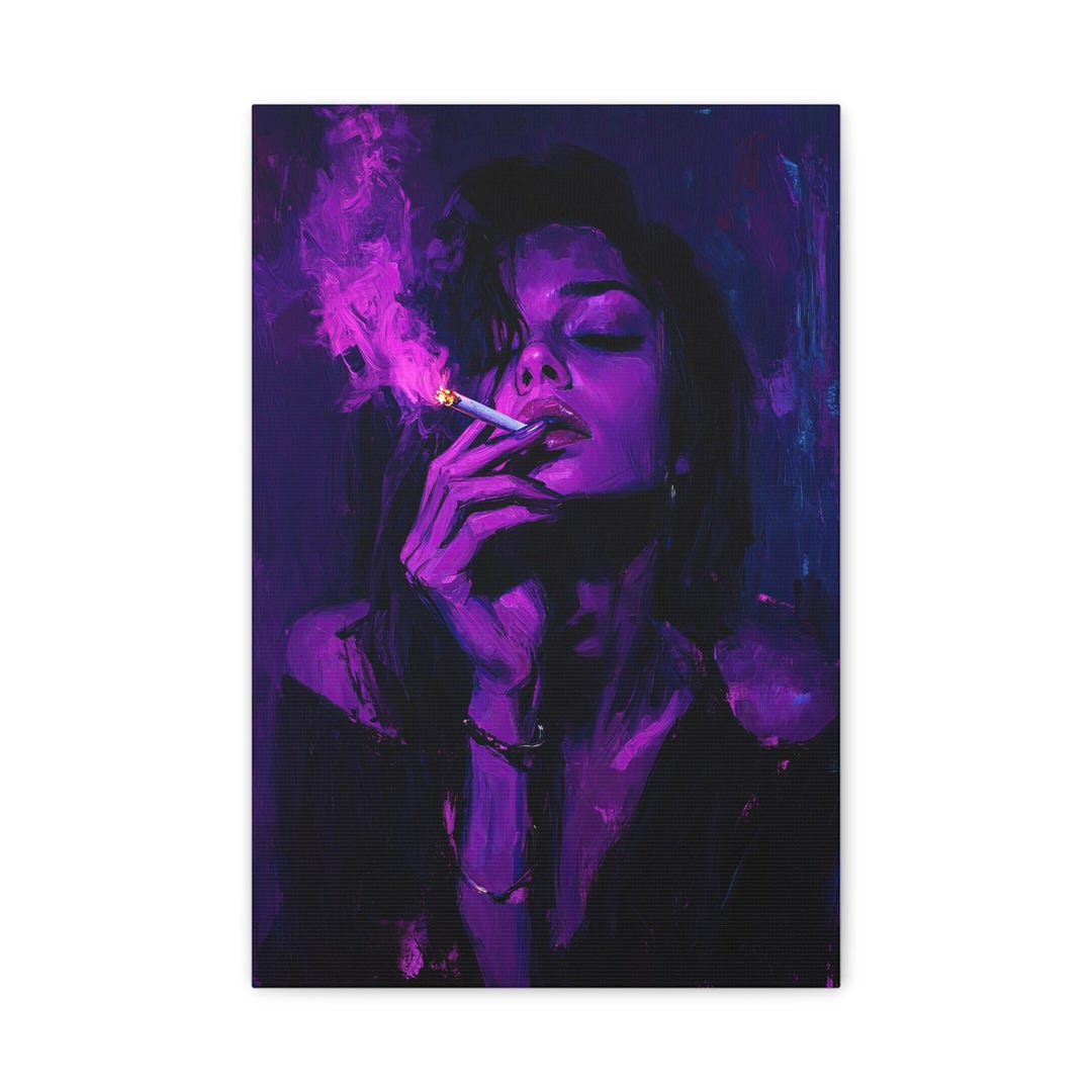 Female Smoking Purple Impressionist Oil Painting Print Art 4 Sizes ...