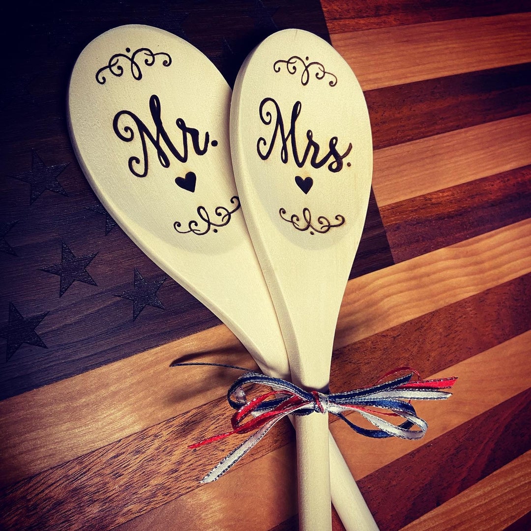 Wood Burned Spoons-mr. and Mrs. Set - Etsy