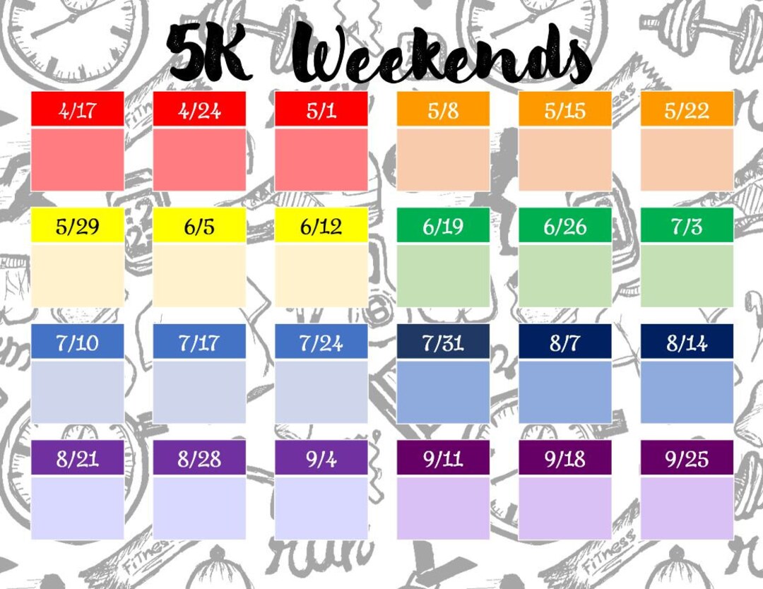 5K Weekends Streak Calendar-fall - Etsy UK