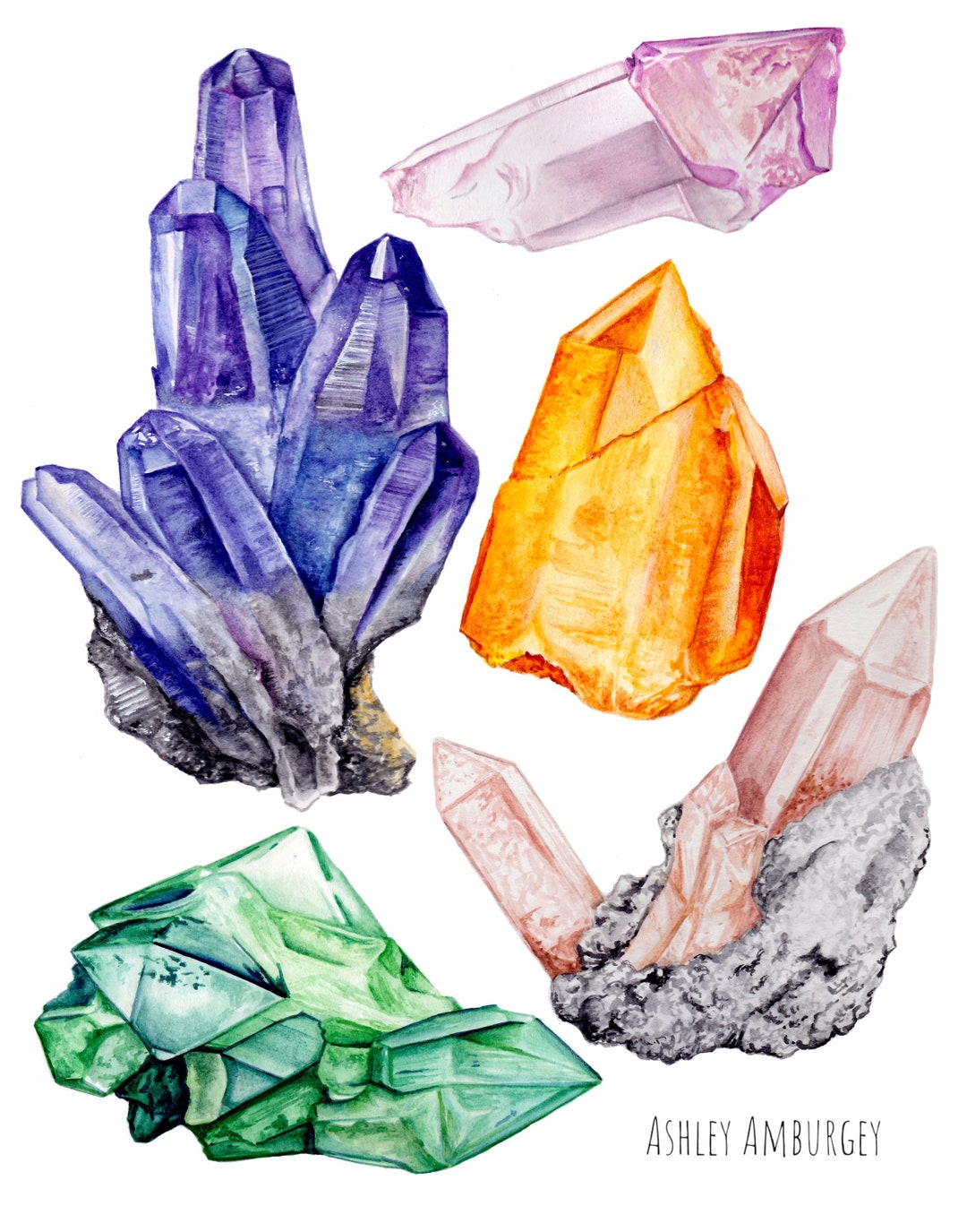 Crystal Watercolor Illustration Print 11”x14” - Etsy