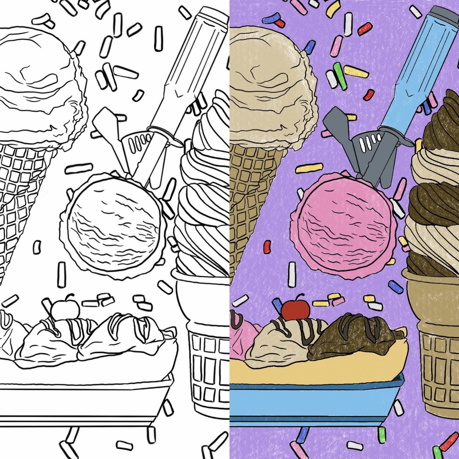 Ice Cream Coloring Page Downloadable Printable - Etsy