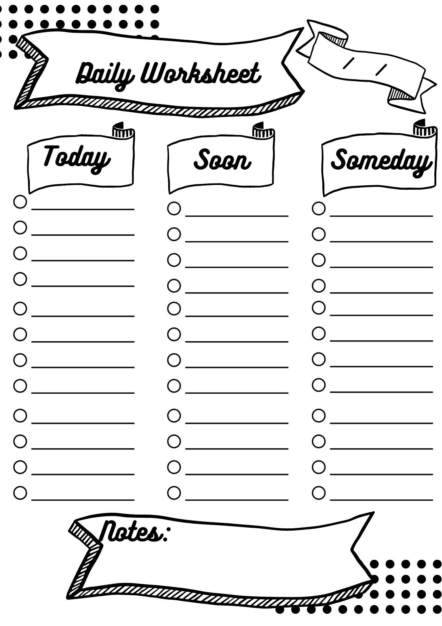 Daily Worksheet Weekly Worksheet Teacher Planning Page to Do List ...