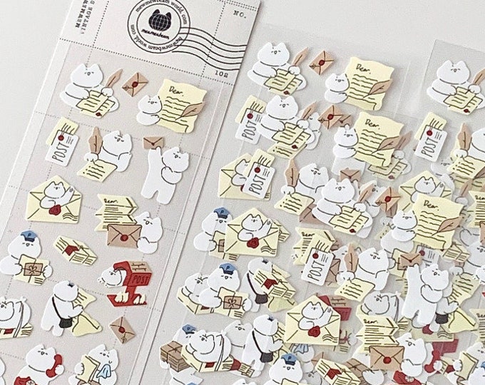 Postman Stickers Sheet, Cat Post Office, Mewmewbeam Kiss-cut Sticker ...