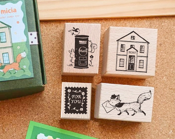 Forest Post Office Stamps Box Set, Micia Rubber Stamps, Fox Mailman ...