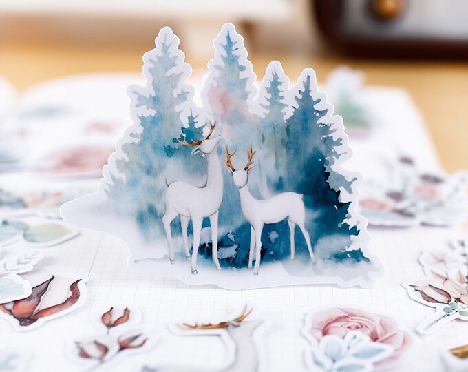 Winter Forest Stickers Pack, Snowy Forest Pack, Winter Wonderland, Deer ...