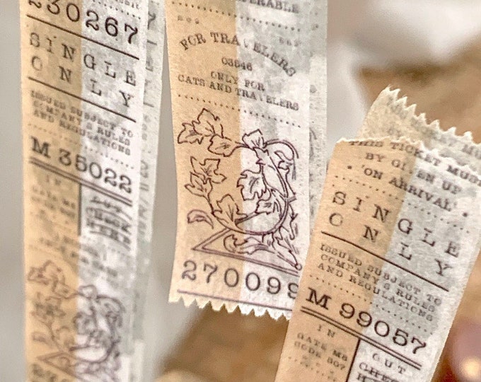 Mewmewbeam Brown Half Ticket Washi Tape, Botanical Postmark, Vintage ...