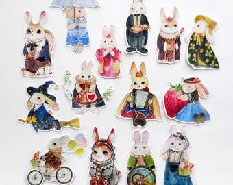 Rabbit Sticker Pack Bunny Tales Series B Stickers Set | Etsy