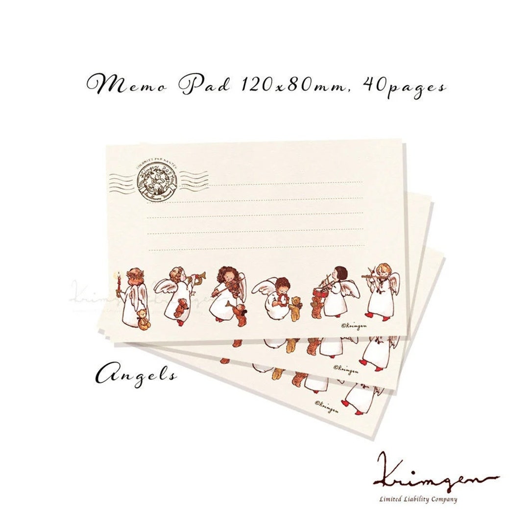 Angels Memo Pad, Krimgen Original Design Notepad, Vintage Children ...