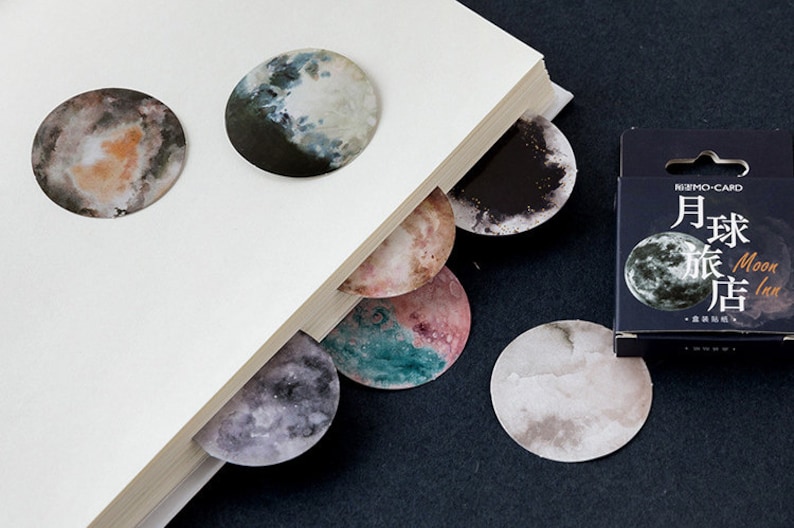 Moon View Sticker Set Nebula Moon Phases Stickers Pack | Etsy