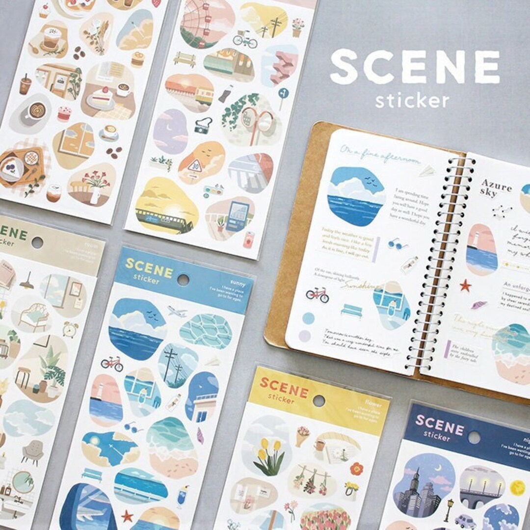 Mind Wave Scene Series Sticker Sheets, Cityscape, Scenery, Clouds ...