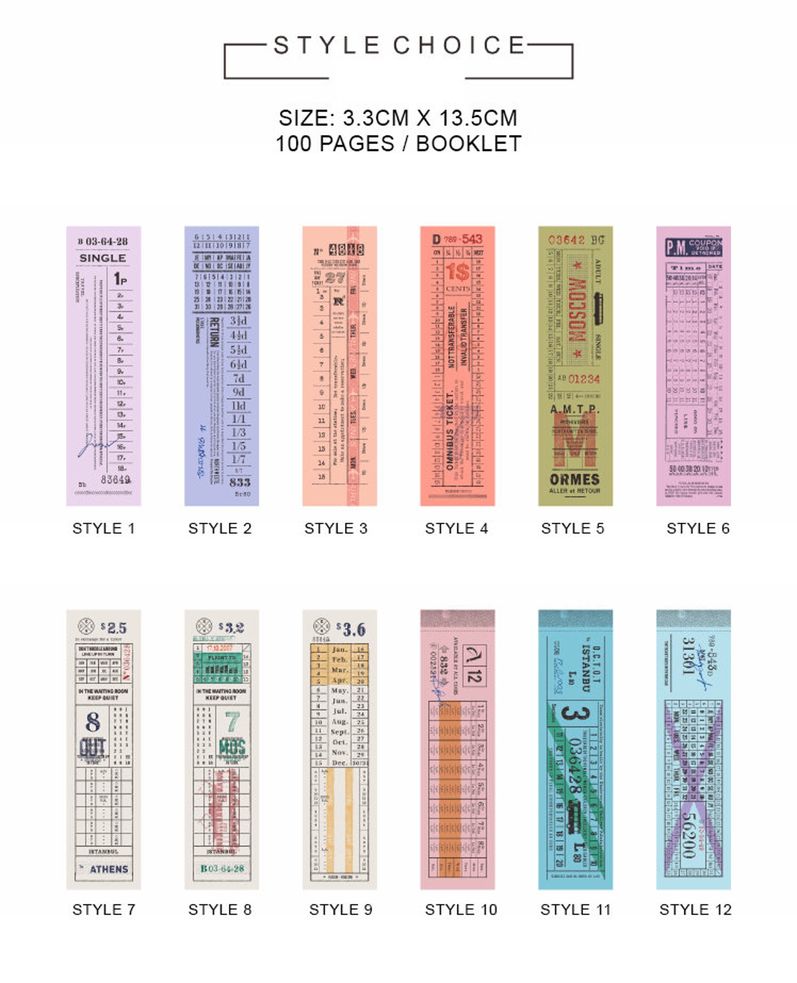 Assorted Vintage Tickets Paper Pad B, Vintage Bus Transit Tickets ...