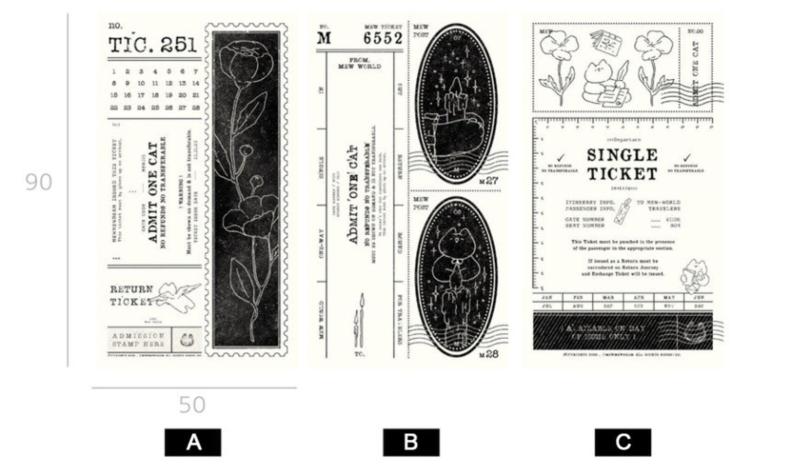 Mewmewbeam Black and White Vintage Tickets Paper Pad Poppy - Etsy