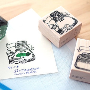 Ink Bottle Rubber Stamp, Fountain Pen Ink Swatch, Empty Glass Bottle ...